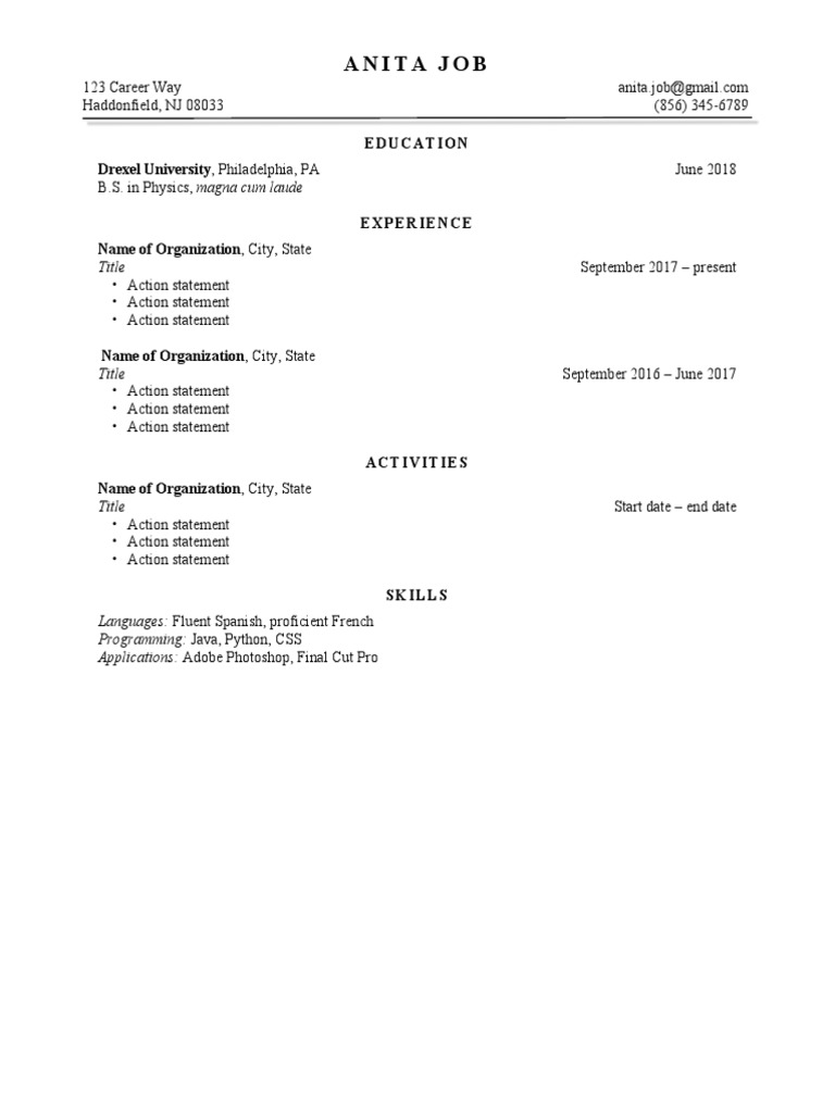 Sample Resume Template | PDF