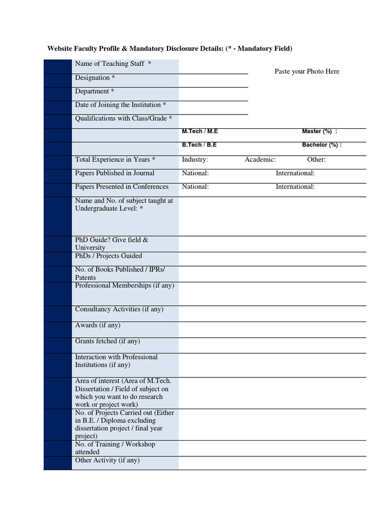 Faculty Profile Format June | Download Free PDF | Doctor Of Philosophy ...