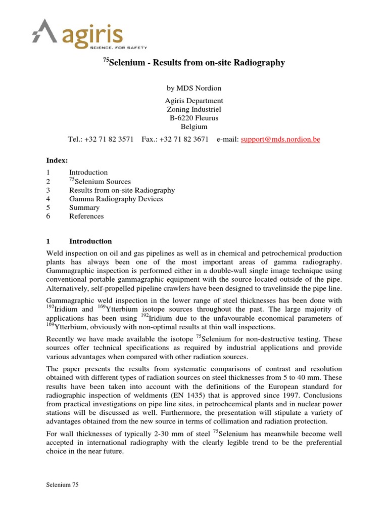 Selenium 75 PDF | PDF | Radiography | Gamma Ray