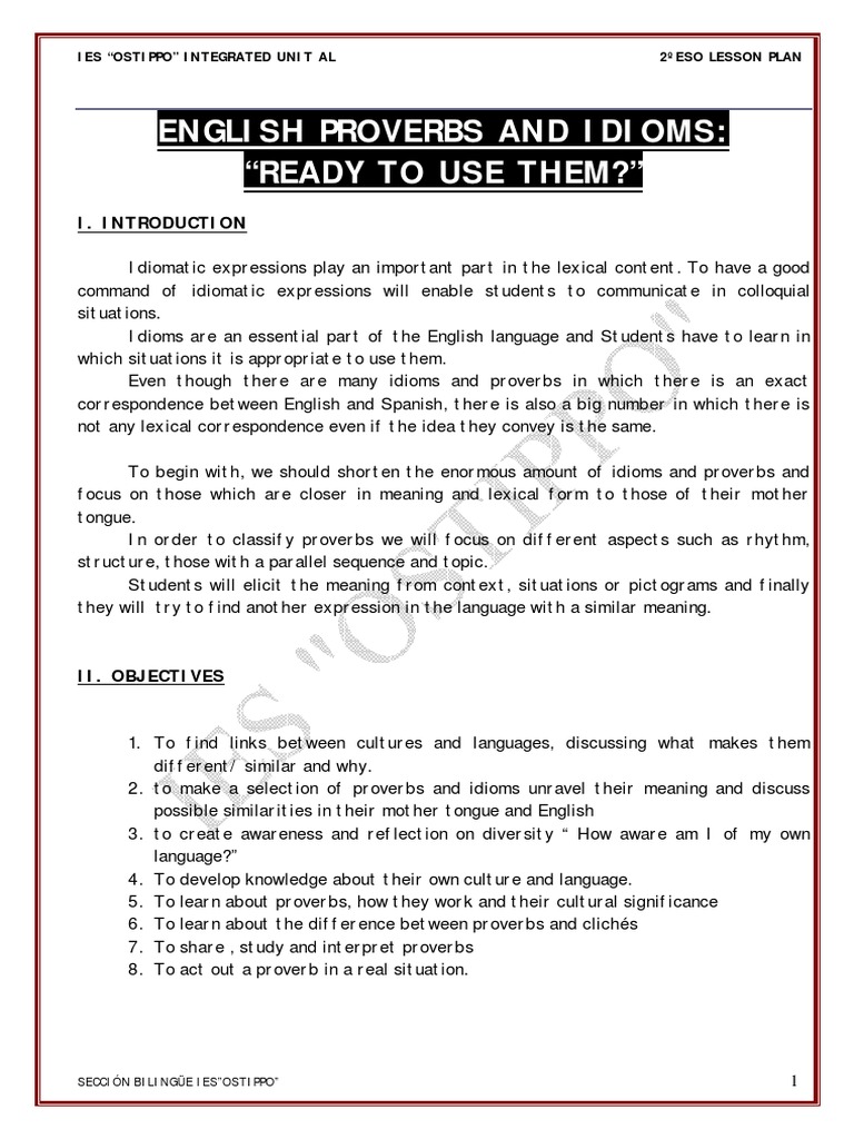 English Proverbs and Idioms: "Ready to Use Them | PDF | Idiom | Proverb