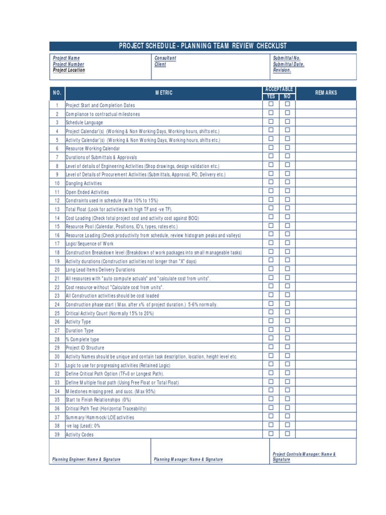 Schedule Review Checklist | PDF | Areas Of Computer Science | Engineering