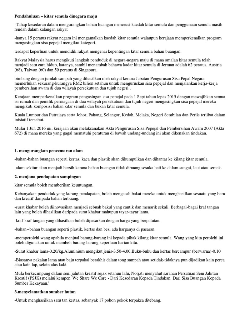 Kepentingan Kitar Semula | PDF
