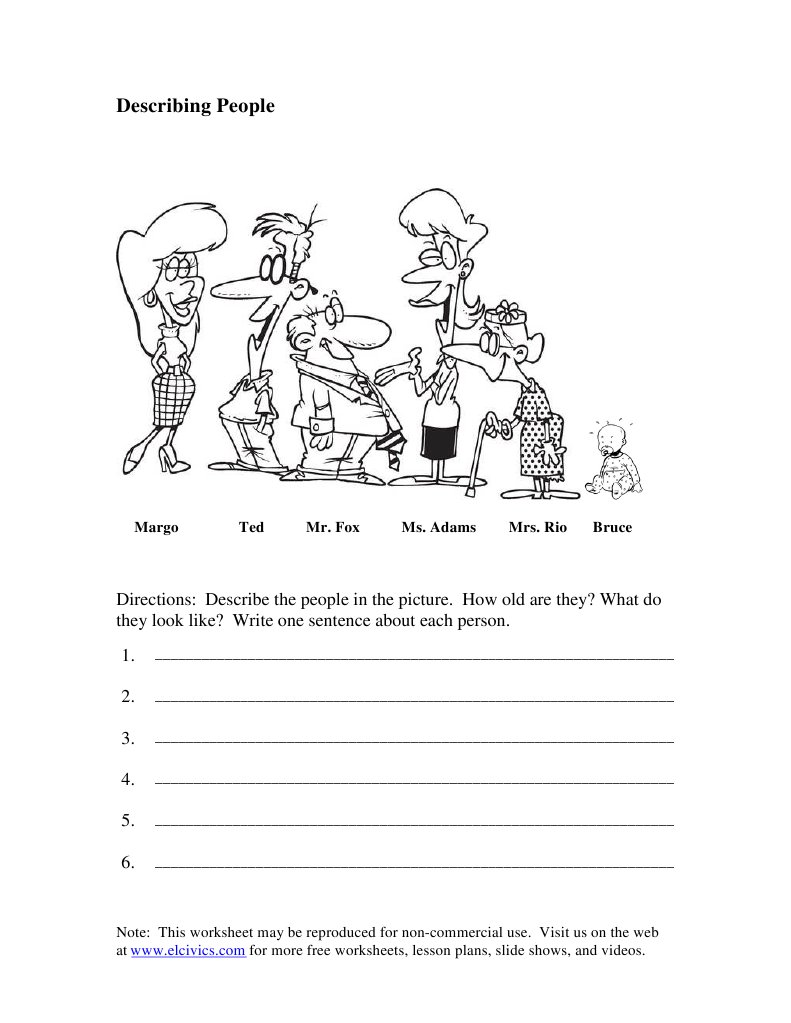 Describing People Worksheet | PDF | Foreign Language Studies