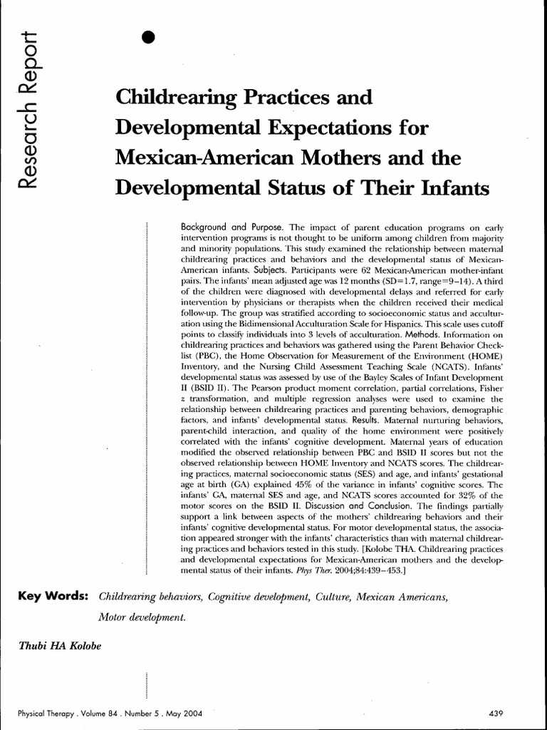 Childrearing Practices and Developmental Expectations For Mexican ...