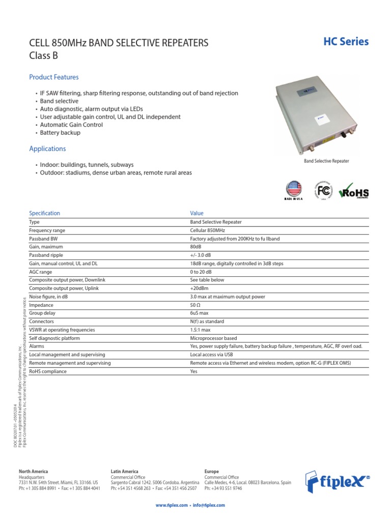 Caracteristicas BDA Fiplex Con Gabinete | Download Free PDF | Cellular ...