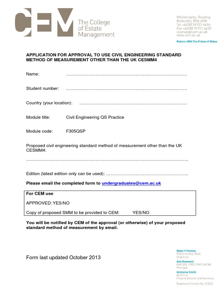 CESMM4 Exemption Form | PDF | Technology & Engineering