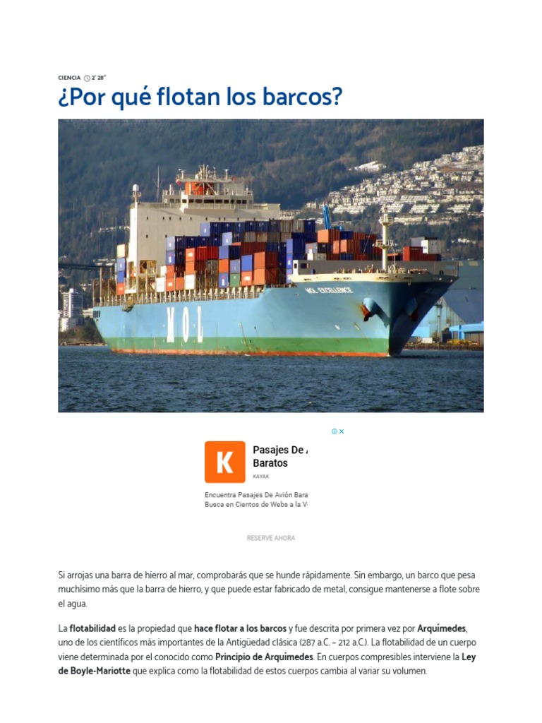 ¿Por Qué Flotan Los Barcos - Curiosoando | PDF | Densidad | Mecánica