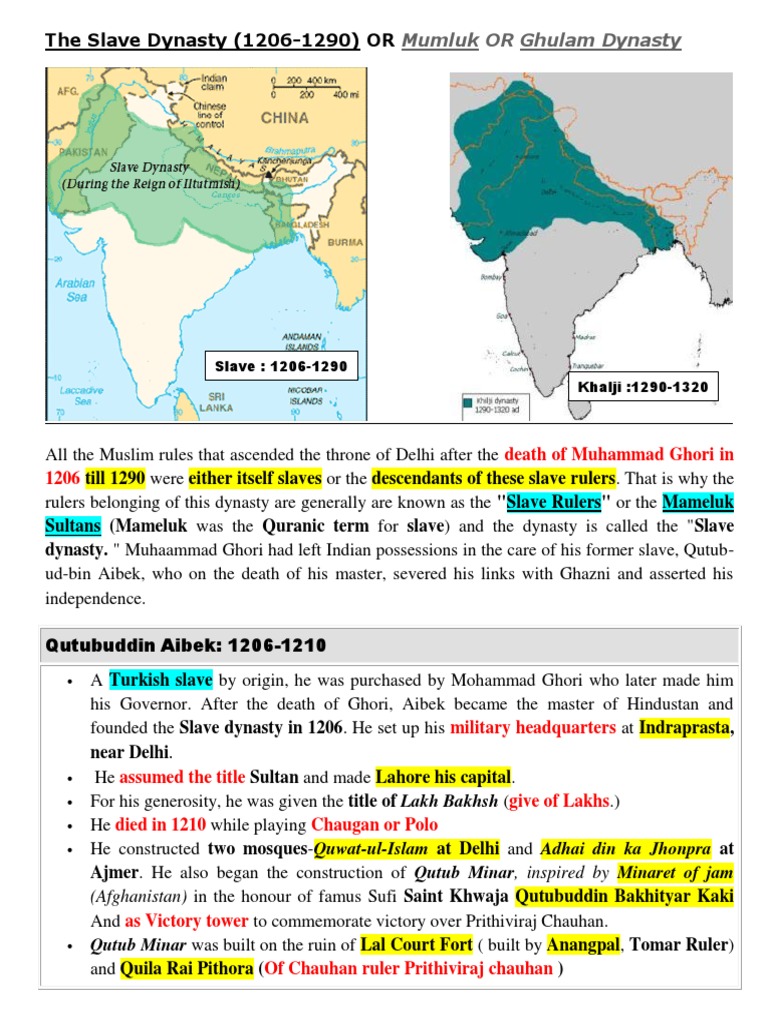 Overview of the Slave Dynasty Rulers | PDF | History | Religion ...