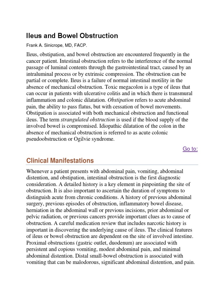 Ileus and Bowel Obstruction | PDF | Constipation | Gastrointestinal Tract