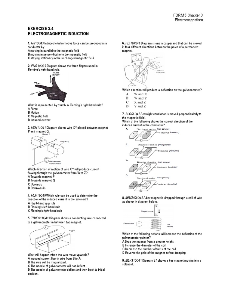 Exercise 3.4 Electromagnetic Induction: FORM 5 Chapter 3 Electromagnetism | PDF | Electric ...