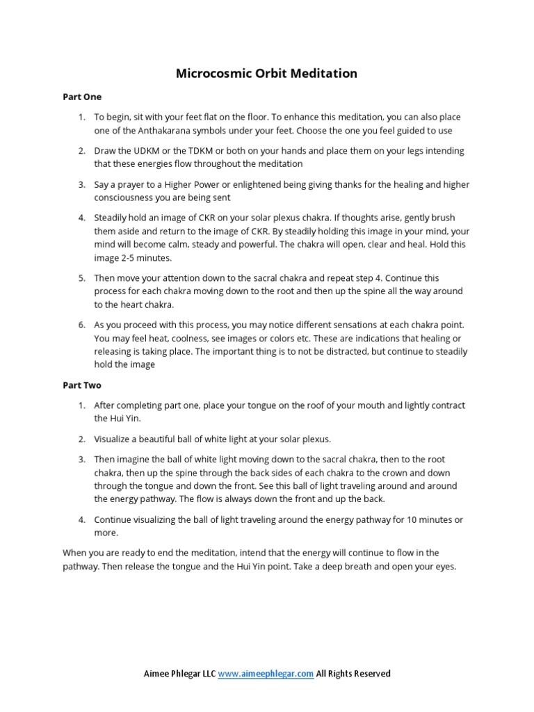 Microcosmic Orbit Meditation | PDF