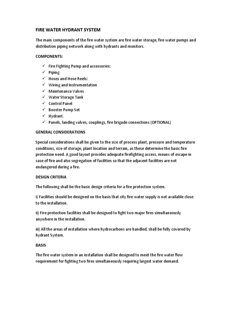 A Comprehensive Overview of Fire Water Hydrant System Design and ...