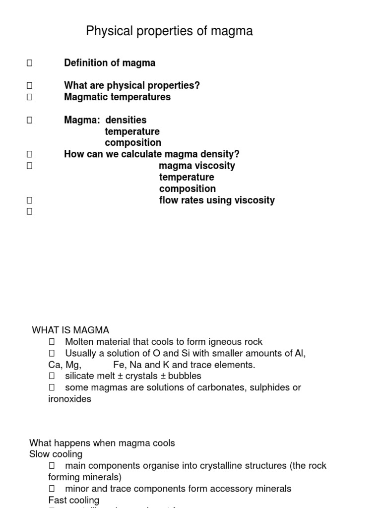 Physical Properties of Magma Explained | PDF