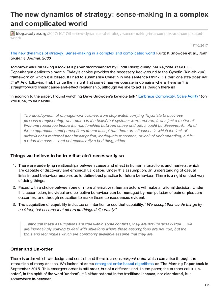 Strategy Dynamics | PDF | Emergence | Cognition