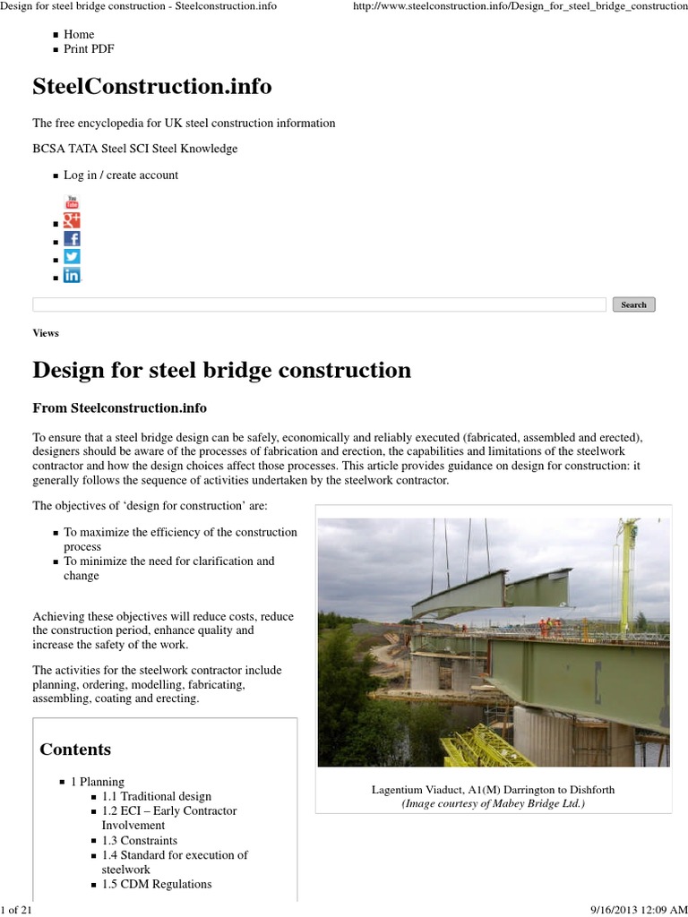 Design For Steel Bridge Construction - Steelconstruction PDF | PDF ...