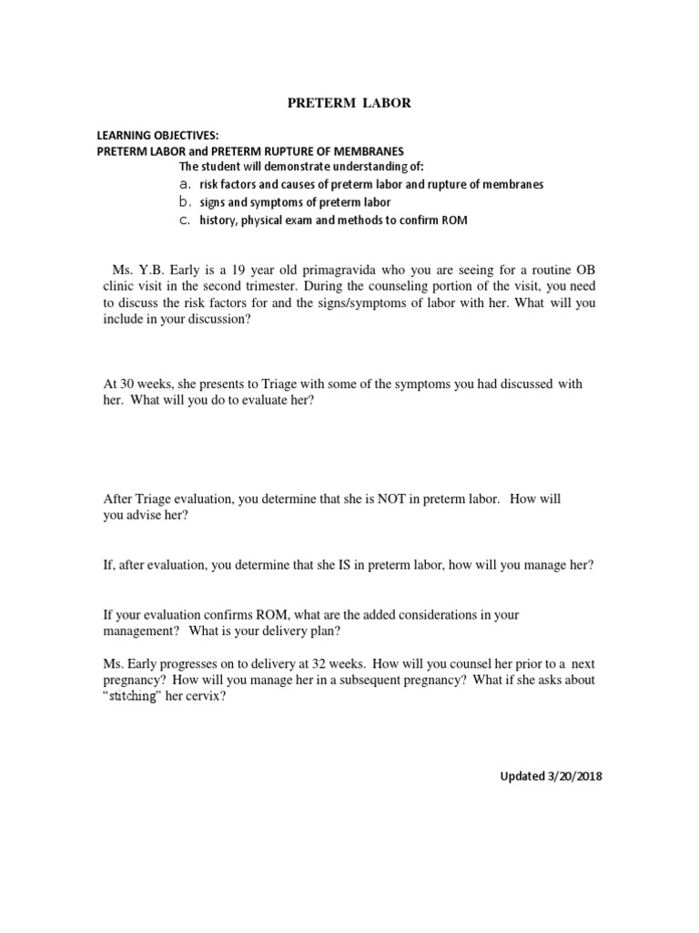 PRETERM LABOR-student Version | PDF