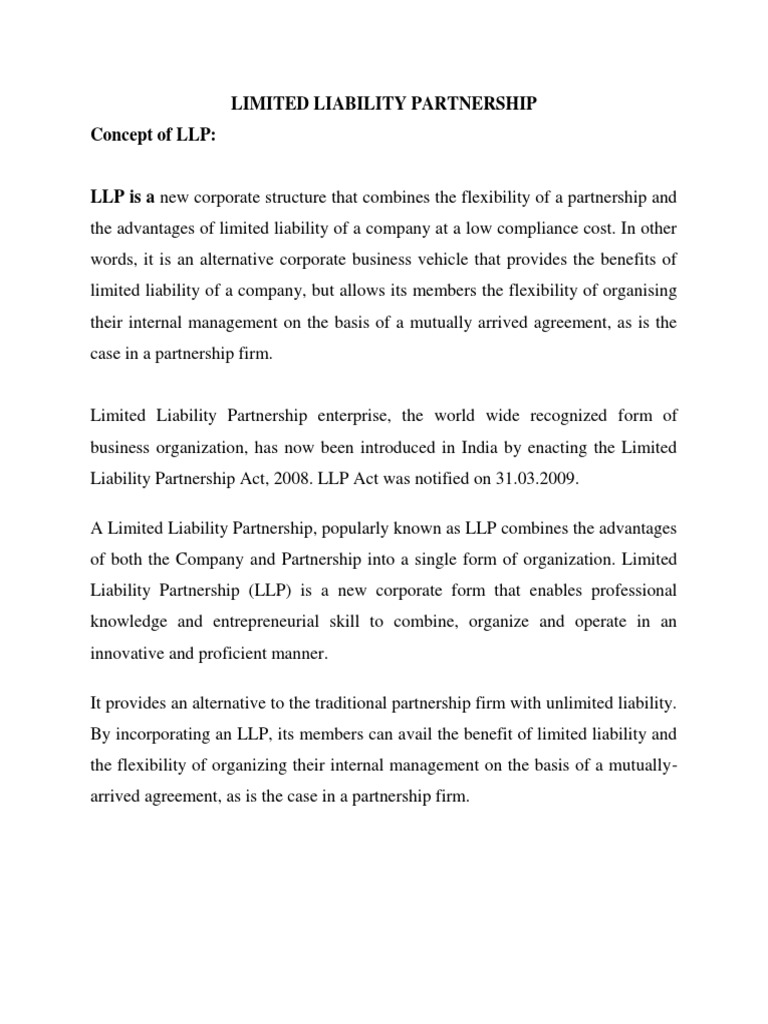 Limited Liability Partnership | PDF | Limited Liability Partnership | Law