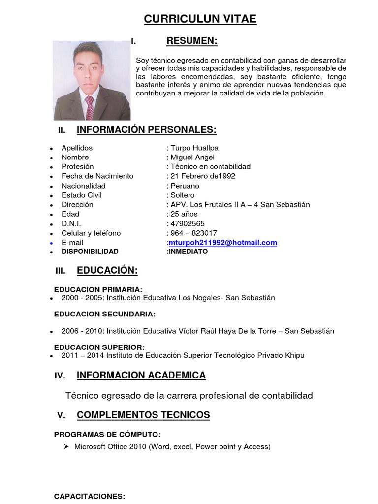 Curriculum Vitae Miguel | PDF | Microsoft | Contabilidad