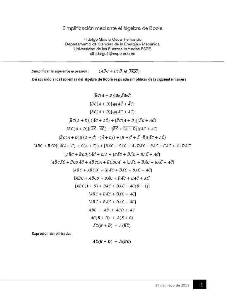 Simplificacion Booleana PDF | PDF | Teoría de la categoría | Conceptos ...