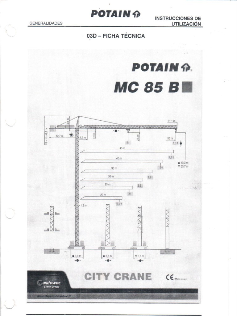 Torre Grua Potain Mc85b | PDF