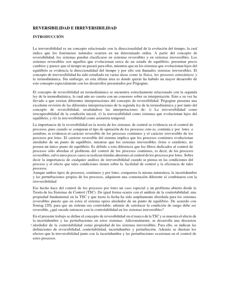 Reversibilidad e Irreversibilidad | PDF | Termodinámica | Calor