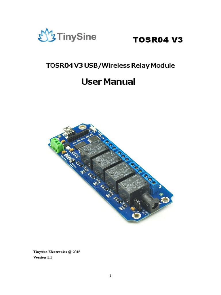 User Manual for the TOSR04 V3 USB/Wireless Relay Module: Instructions ...