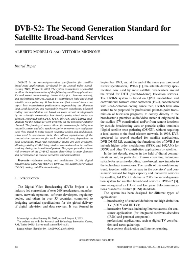 DVB-S2 The Second Generation Standard For PDF | PDF | Low Density ...