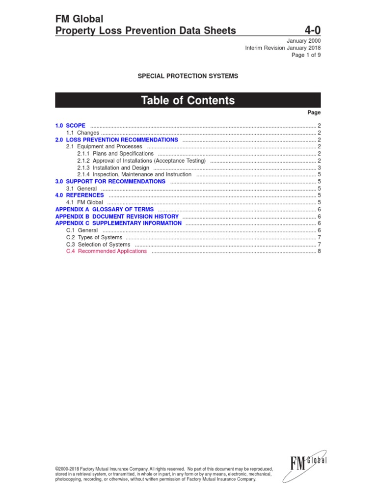 FM GLobal Data Sheet 4-0 | PDF | Fire Sprinkler System | Water