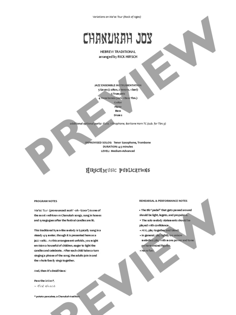 Chanukah Joy | PDF | Tenor Saxophone | Musical Instruments