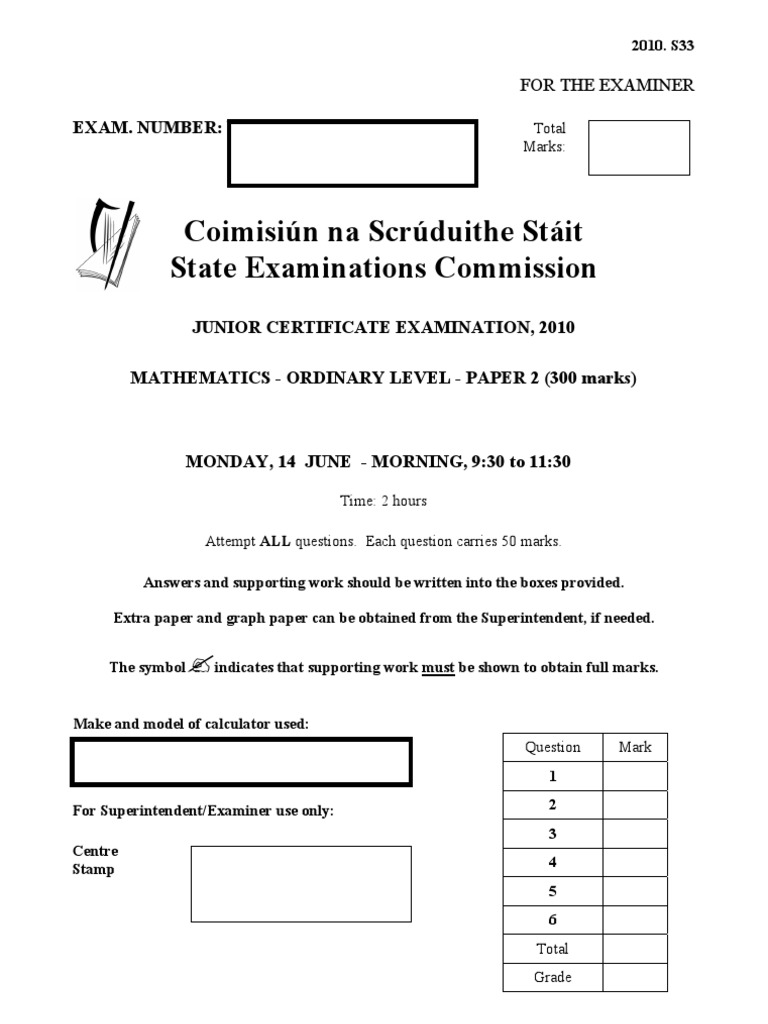 Coimisiún Na Scrúduithe Stáit State Examinations Commission: Exam ...