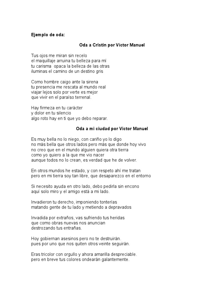 Ejemplo de Oda | PDF