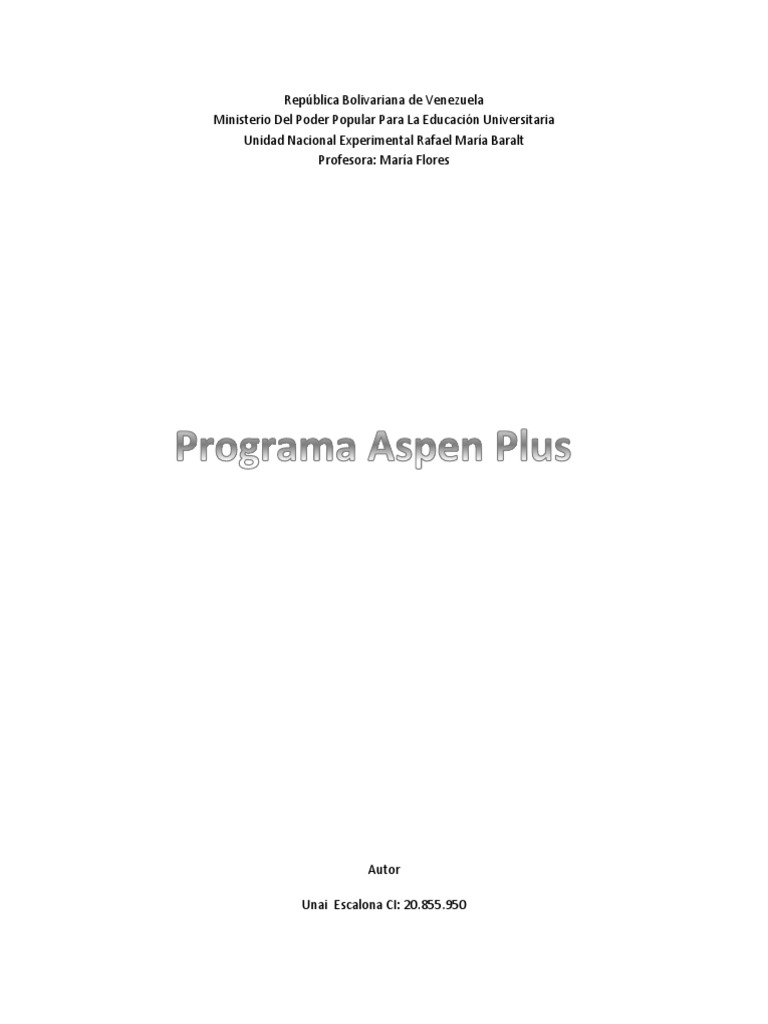El Programa Aspen Plus | PDF | Papel | Papel de pulpa)
