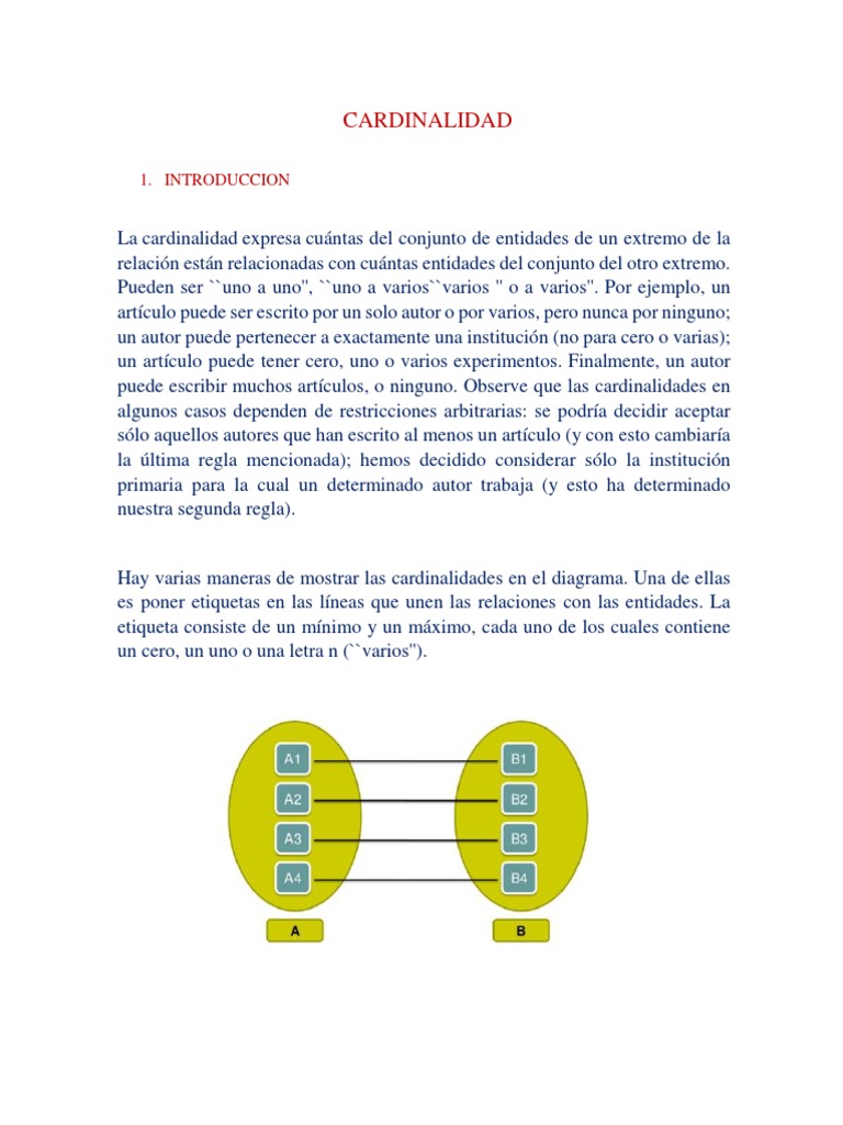 Cardinalidad | PDF | Conjunto (Matemáticas) | Tabla (base de datos)