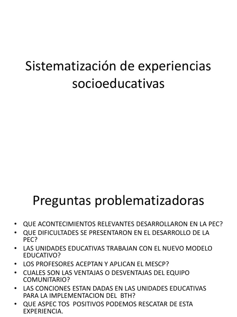 Sistematizacion de Experiencias | PDF | Aprendizaje | Conocimiento