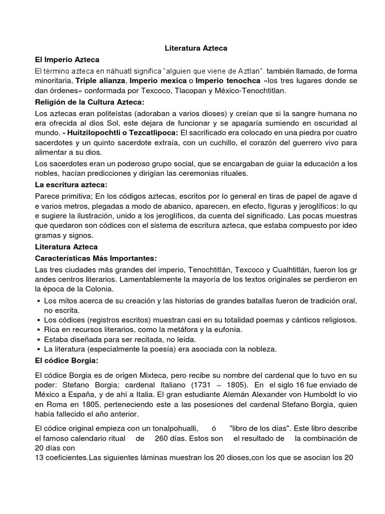 Literatura Aztecas | PDF | azteca