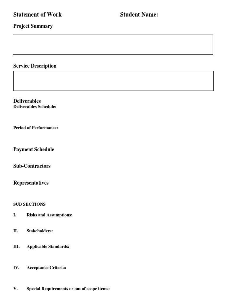 PROJ6000 StatementofWorkTemplate | PDF