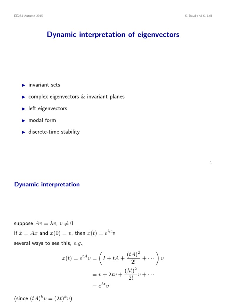 Dynamic Interpretation of Eignevlaue | PDF | Eigenvalues And Eigenvectors | Markov Chain