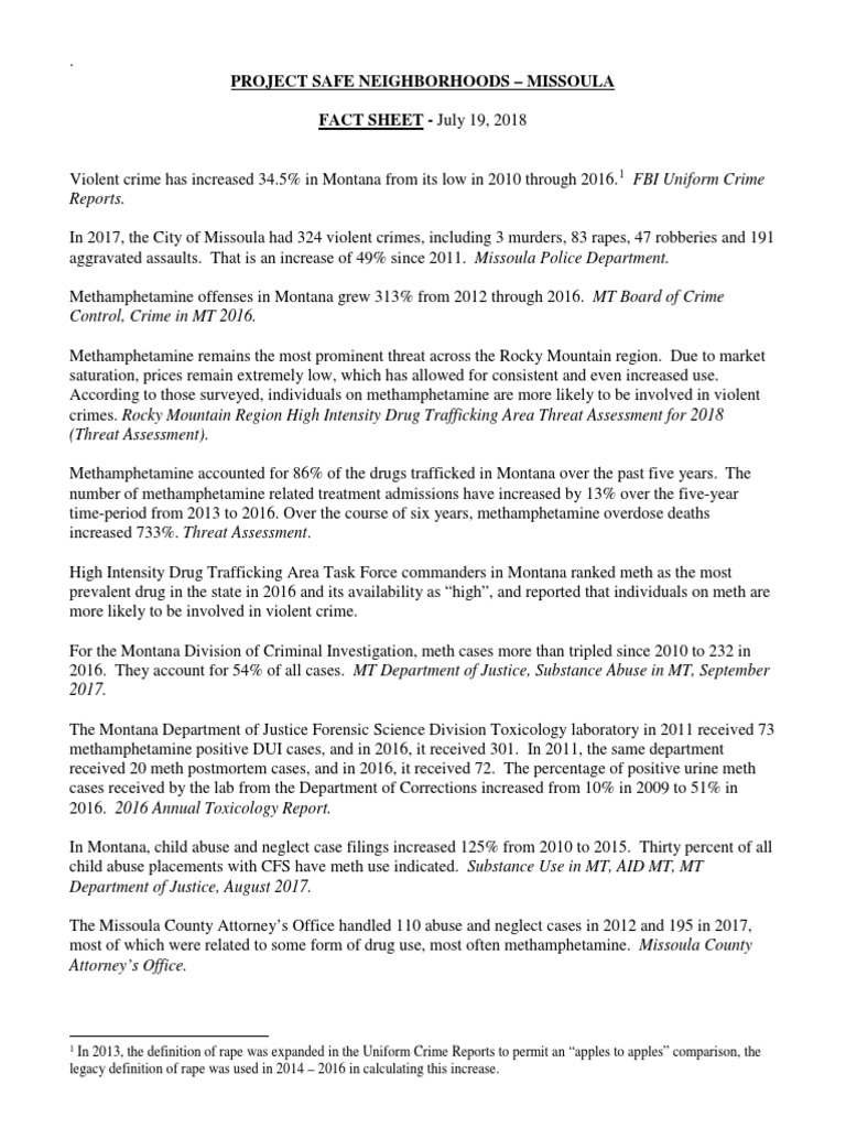 Missoula County PSN Fact Sheet | PDF | Methamphetamine | Substance Abuse