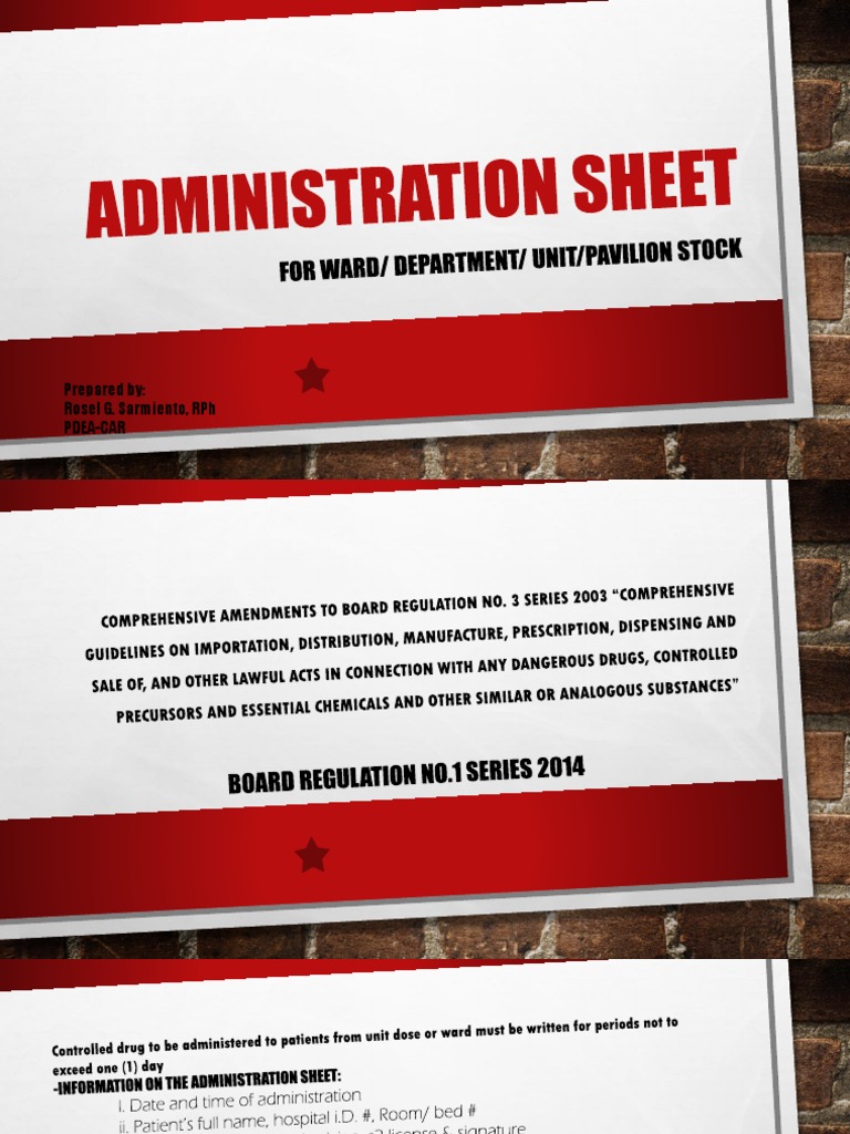 Administration Sheet For Dangerous Drugs Ward Stocks | PDF | Pharmacy ...