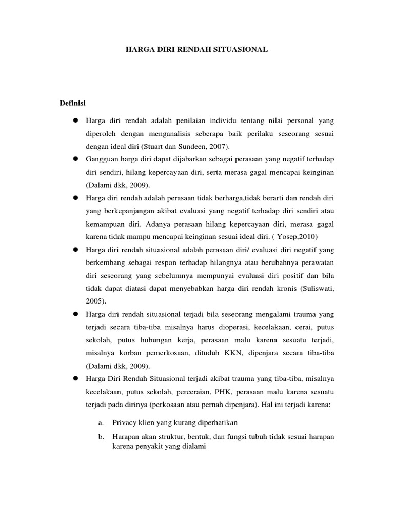 Harga Diri Rendah Situasional | PDF