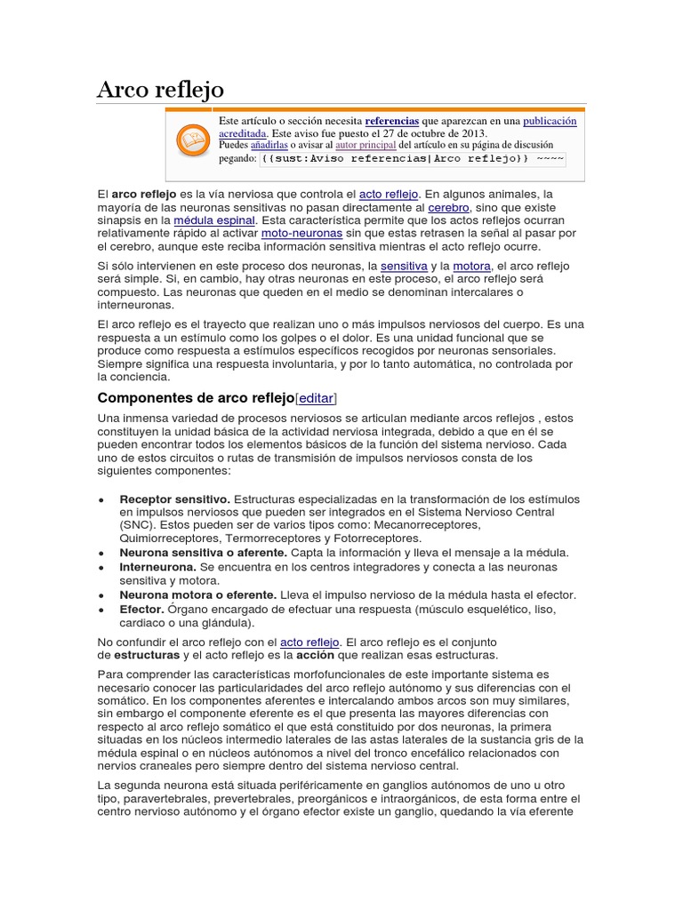 Arco Reflejo | PDF | Anatomía humana | Sistema nervioso