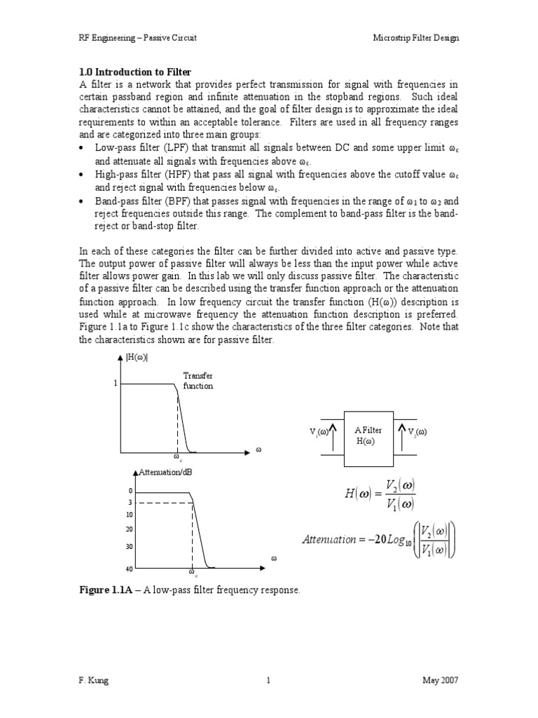 1.0 Introduction To Filter: RF Engineering - Passive Circuit Microstrip ...