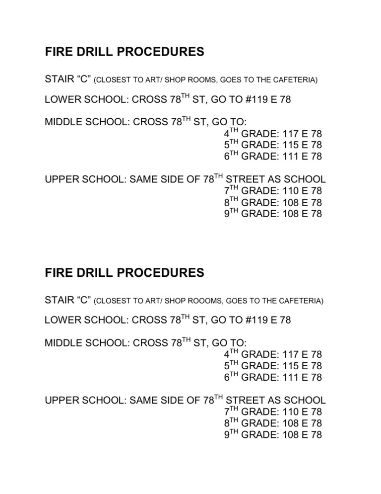 Fire Drill Procedures Guide | PDF