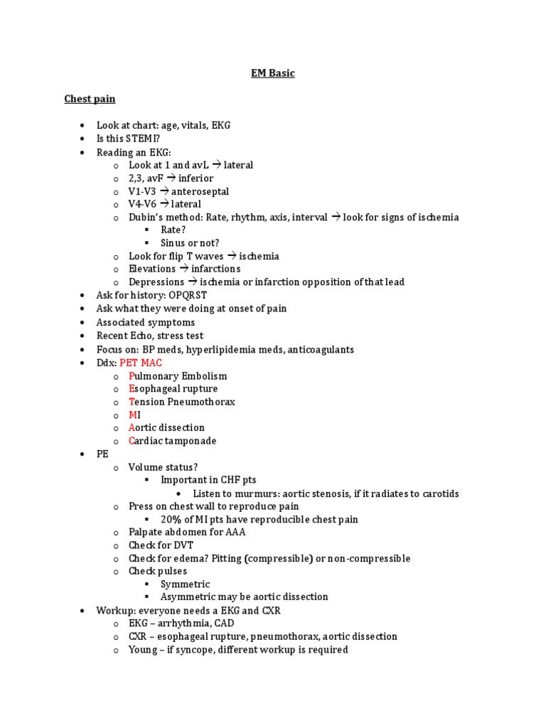 EM Basic Chest Pain: Pet Mac P E T M A C | Download Free PDF | Ovarian ...