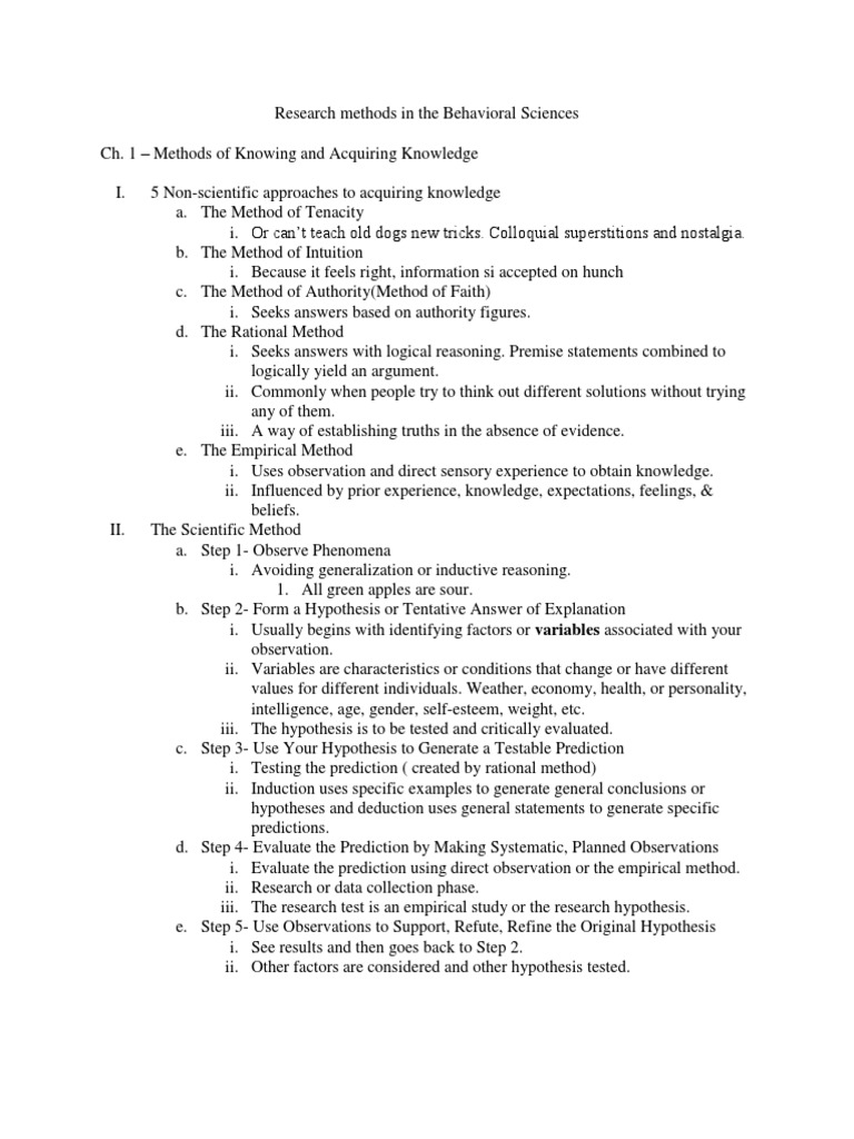Research Methods in The Behavioral Science | PDF | Scientific Method ...