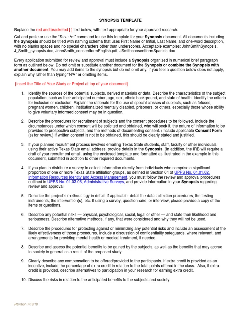 Synopsis Template | PDF | Thesis | Survey Methodology