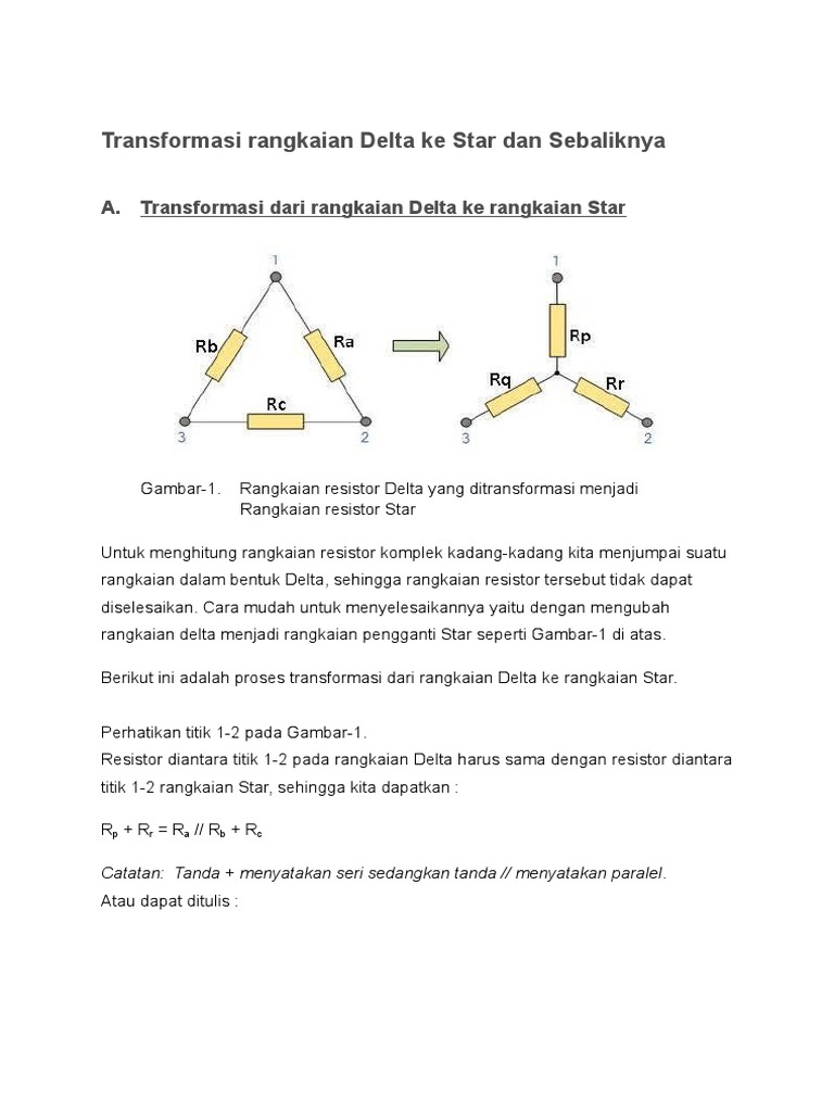 Transformasi Dari Rangkaian Delta Ke Star Dan Sebaliknya | PDF