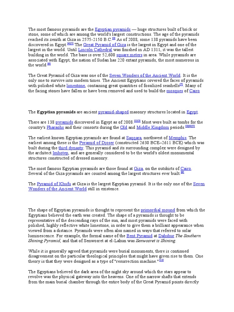 The Egyptian Pyramids Are Ancient Pyramid | PDF | Egyptian Pyramids ...