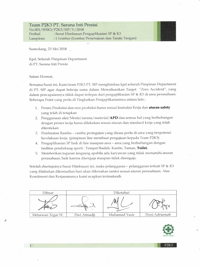 Himbauan 5P & K3 | PDF