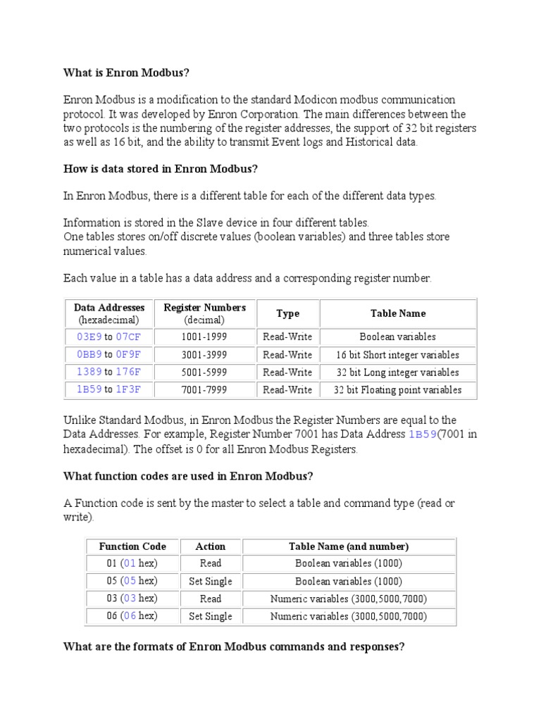 Enron Modbus | PDF | Data Type | Computer Data